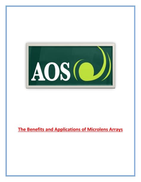Ppt The Benefits And Applications Of Microlens Arrays Powerpoint