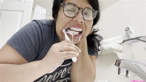 Drooly Tooth Brushing In Hotel On Road Trip Tara Daily Life Clips4sale