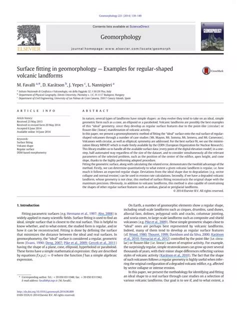 Pdf Surface Fitting In Geomorphology — Examples For Regular Shaped