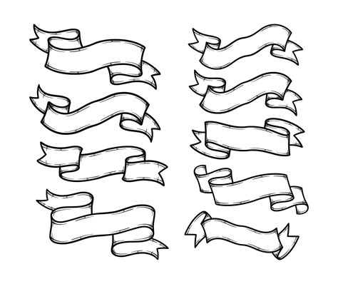 Hand Drawn Ribbon Banner Collection 34773060 Vector Art At Vecteezy