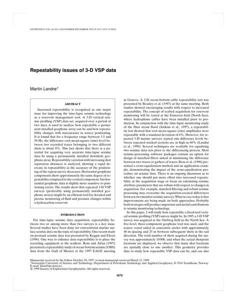 Pdf Repeatability Issues Of 3 D Vsp Data