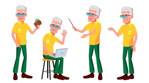 늙은이 포즈 설정된 벡터 초로 사람들입니다 수석 사람입니다 세 활성 조부모입니다 기쁨입니다 웹 브로셔 포스터 디자인입니다 격리 된 만화 일러스트 레이 션 가족에 대한 스톡