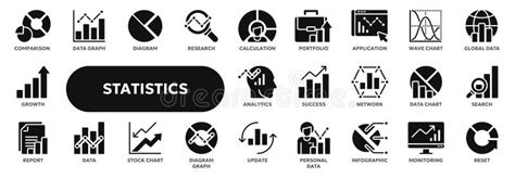 Vector Solid Icons Of Statistics And Data Analysis Stock Illustration Illustration Of Growth