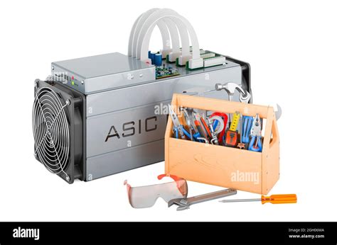 ASIC Miner With Toolbox Service And Repair Of ASIC For Bitcoin Miner D Rendering Isolated On