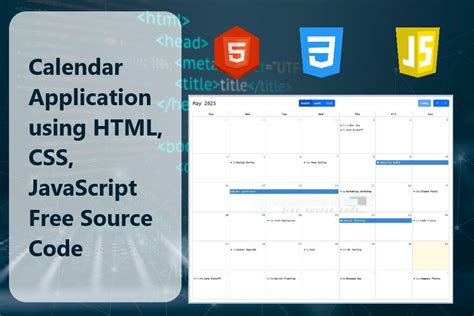 Calendar Application Using Html Css And Javascript Sourcecodester