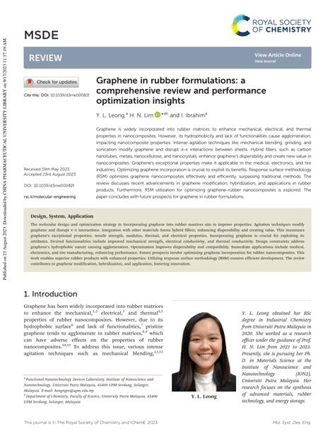 Pdf Graphene In Rubber Formulations A Comprehensive Review And Performance Optimization Insights