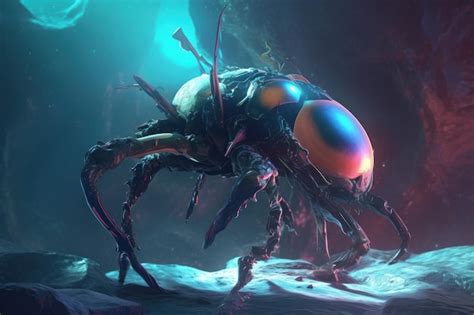 Premium Photo Digital 3d Illustration Of An Alien Bug Creature In An