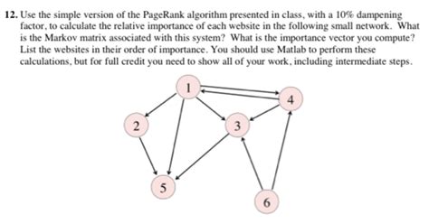 12 Use The Simple Version Of The Pagerank Algorithm