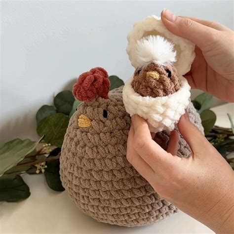Huggable Mama Hen And Chick Crochet Digital Patterns