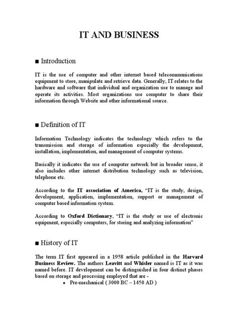 It And Business Pdf Information Technology Business