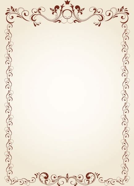 Document Frame Template Classical Symmetric Seamless Curves Decor Vectors Graphic Art Designs In