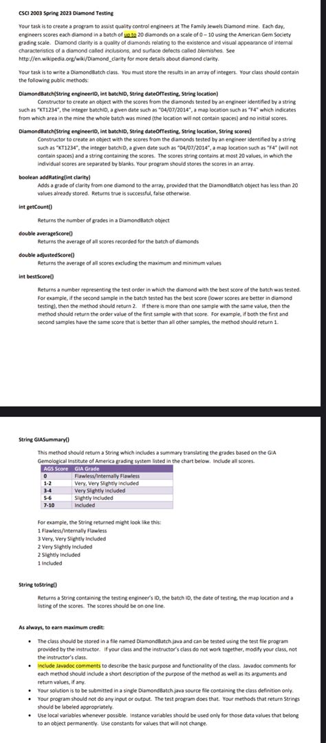 solved cscl 2003 spring 2023 diamond testing your task is to