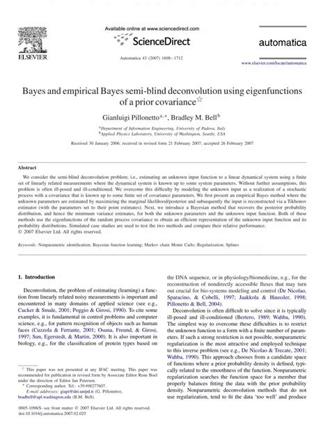 pdf bayes and empirical bayes semi blind deconvolution using