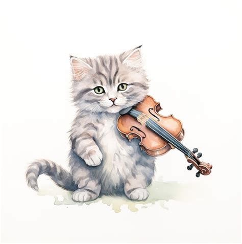 Premium Ai Image A Drawing Of A Cat Playing A Violin