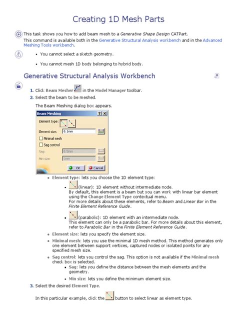 Creating 1d Mesh Parts Pdf Beam Structure Dialog Box