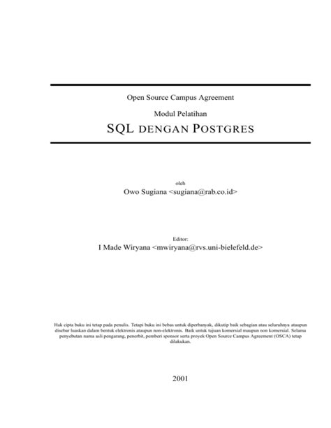 Sql Dengan Postgres Kambing