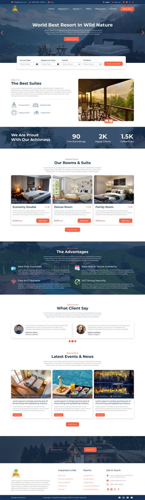 Md Enjamul Islam On Linkedin Webdesign Uidesign Frontenddevelopment Resort Website