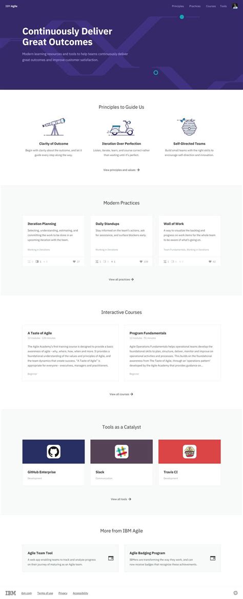 Ibm Agile Home Full Ibm Learning Tools Web Design