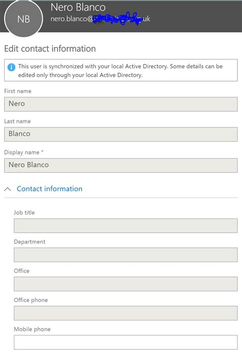 Mobile Number Not Syncing Via AAD Connect Nero Blanco