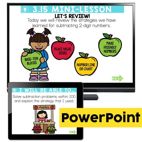 Lucky To Learn Math 2 Digit Subtraction Review Lesson 3 15 Teaching Slides Powerpoint