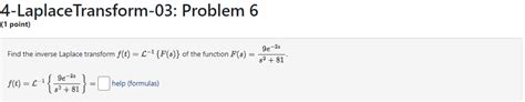 Solved LaplaceTransform Problem Point Find The Chegg