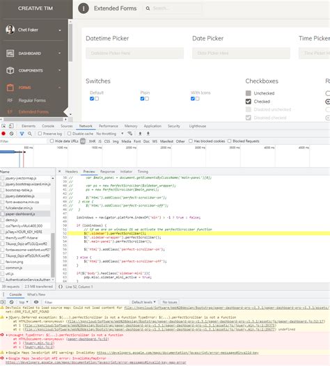 Bug PerfectScrollbar Is Not A Function TypeError Issue Creativetimofficial
