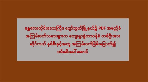 မန္တလေးတိုင်းဒေသကြီး၊ ပျော်ဘွယ်မြို့နယ်၌ Pdf အမည်ခံ အကြမ်းဖက်သမားများက