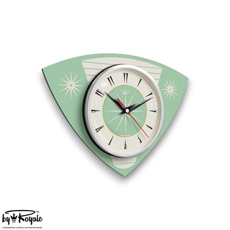 Mid Century Modern Royalexe Laminate Clock By Royale Mint Green