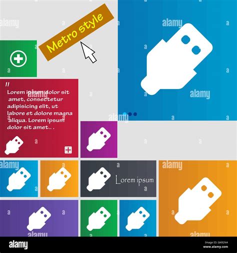 Usb Icon Sign Metro Style Buttons Modern Interface Website Buttons