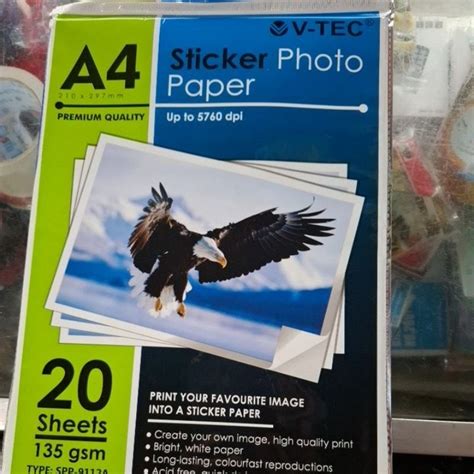 Jual Kertas Foto Stiker Sticker Photo Paper A4 Vtec Type Spp 9112a