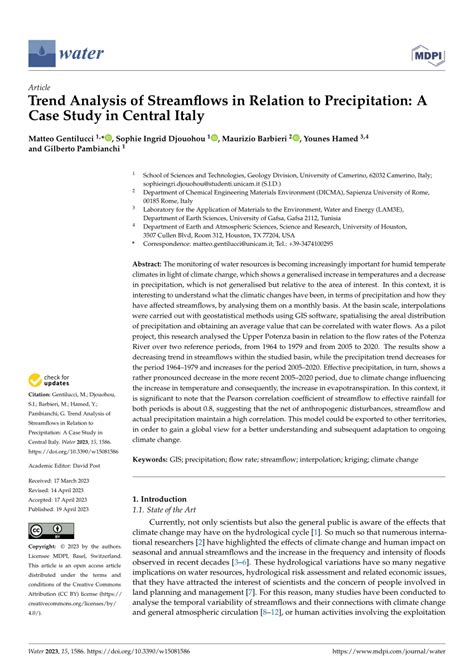 Pdf Trend Analysis Of Streamflows In Relation To Precipitation A