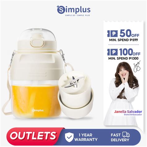 Simplus Blender Juicer 1000ml Bottle Blender With 10 Blades Usb Rechargeable Portable For Home