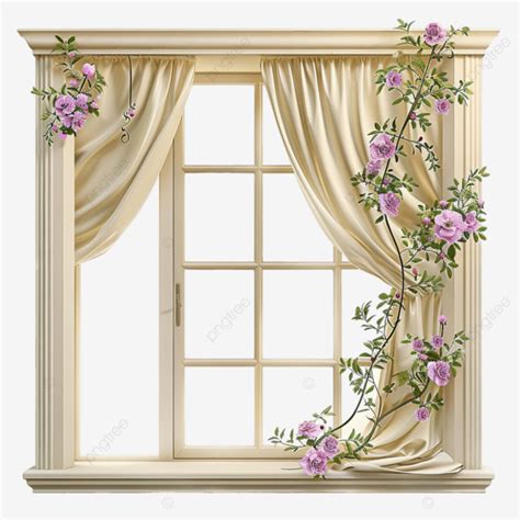 커튼과 꽃이 있는 무료 창문 창 커튼 크리스탈 샹들리에 벽 Png 일러스트 및 이미지 에 대한 무료 다운로드 Pngtree
