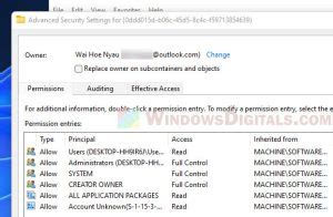 Windows Registry Key Access Is Denied Error