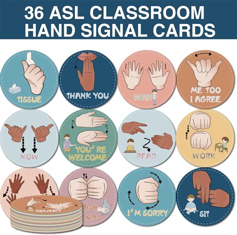 Asl Classroom Hand Signal Cards 36 Classroom Hand Barbados Ubuy