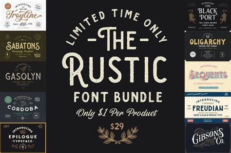 The Rustic Font Bundle Vintage Fonts
