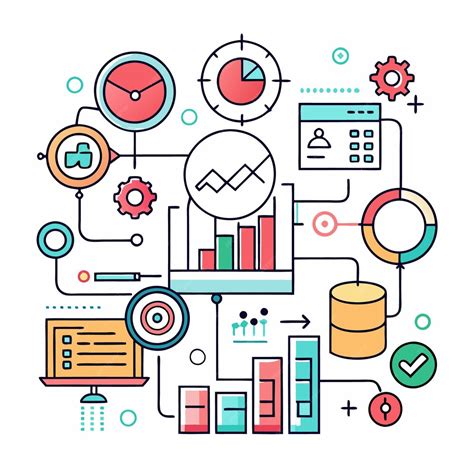 Abstract Illustration With Data Charts Graphs And Icons Interconnected Representing The Concept