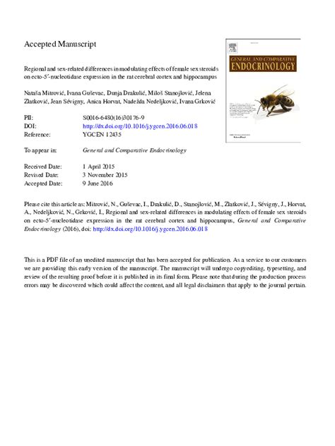 Pdf Regional And Sex Related Differences In Modulating Effects Of