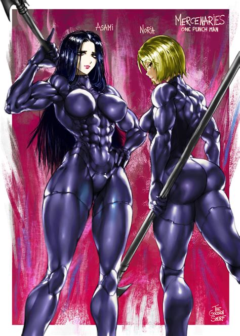 Rule 34 2girls Abs Asami One Punch Man Ass Black Hair Blonde Hair
