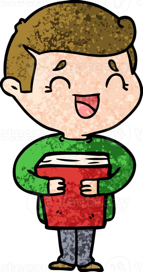 Cartoon Laughing Man Holding Book Drawing 47184919 Png