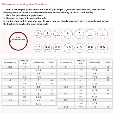 Printable Ring Size Chart Womens