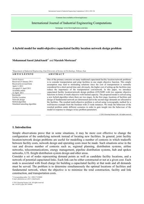 Pdf A Hybrid Model For Multi Objective Capacitated Facility Location Network Design Problem