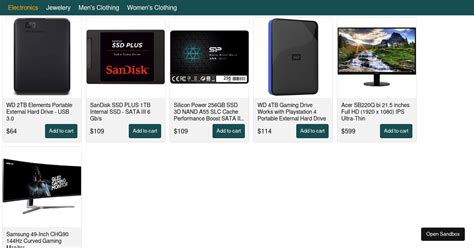 Ecommerce Redux Codesandbox