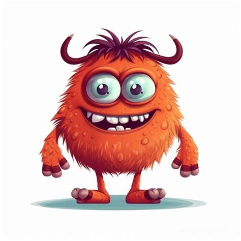 Premium Photo Cartoon Orange Monster With Big Eyes And Horns