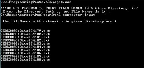 VB NET Program To Get File Names In A Folder Directory Programming Posts