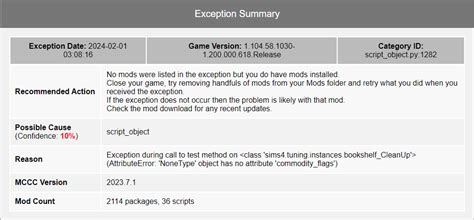 Better Exception Report Cant Figure Out The Problem Rthesims