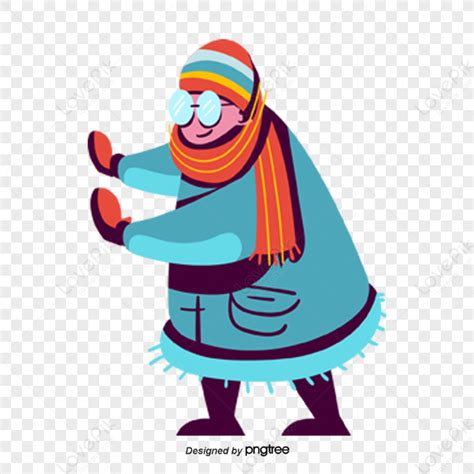 추운 겨울 일러스트 캐릭터 스카프 모자 장갑문자감기 Png 일러스트 무료 다운로드 Lovepik