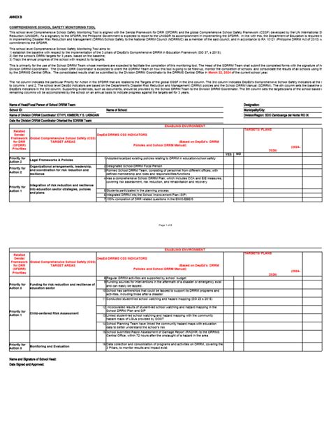 2023 Css Monitoring Tool Template Pdf Disaster Risk Reduction Risk Management