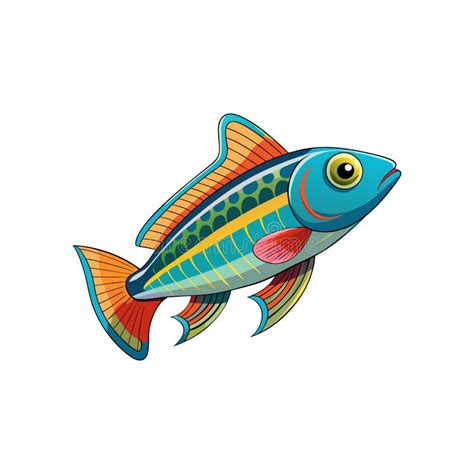 Colorful Indian Glassfish In Vibrant Marine Art Stock Illustration