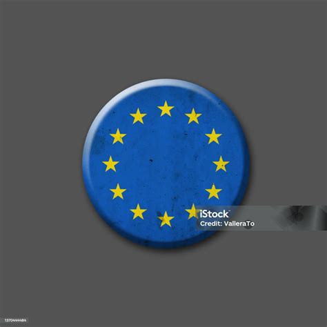 유로 유니온 플래그 라운드 배지 회색 배경에서 격리됩니다 3d 일러스트레이션 표지판과 기호 방패에 대한 스톡 사진 및 기타 이미지 Istock